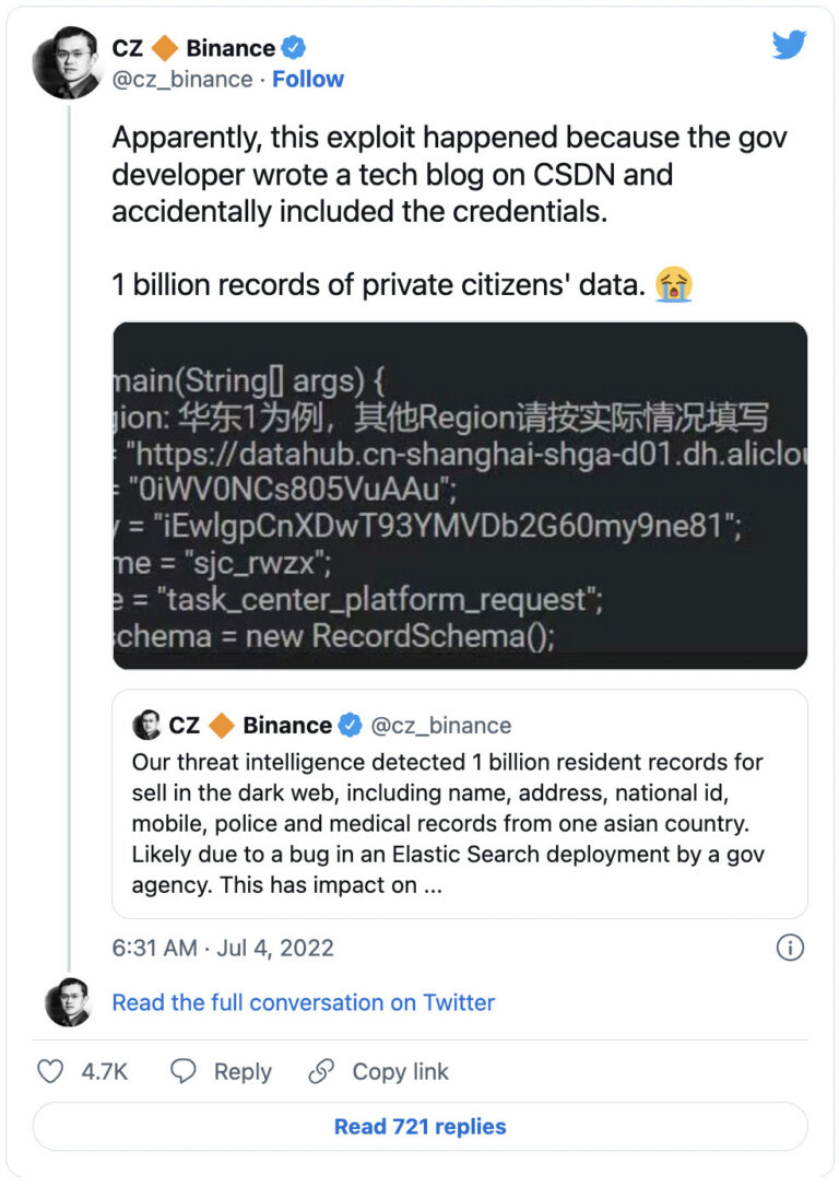 Únik dat z Číny odhalil miliardu záznamů - CyberHoot